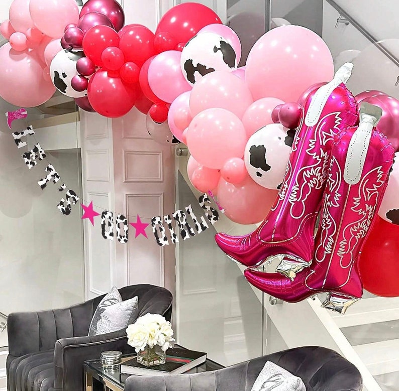 Cowgirl Party Decor | Pink Boot Balloons | Cowgirl Balloons | Pink Nash ...