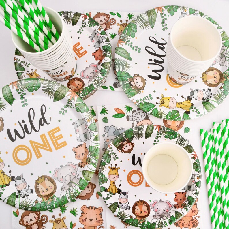 Wild ONE Birthday Decorations Wild ONE Tableware Jungle Party ...