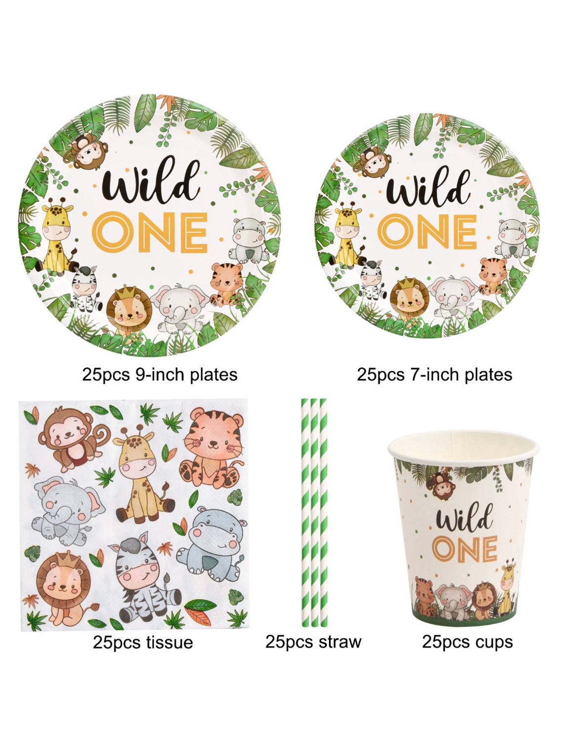 Wild ONE Birthday Decorations Wild ONE Tableware Jungle Party ...