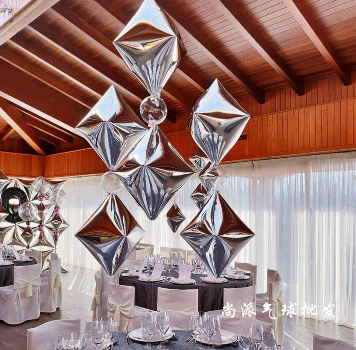 6pcs Silver Diamond Foil Balloons, 22-inch Giant 4d Foil Balloons and ...