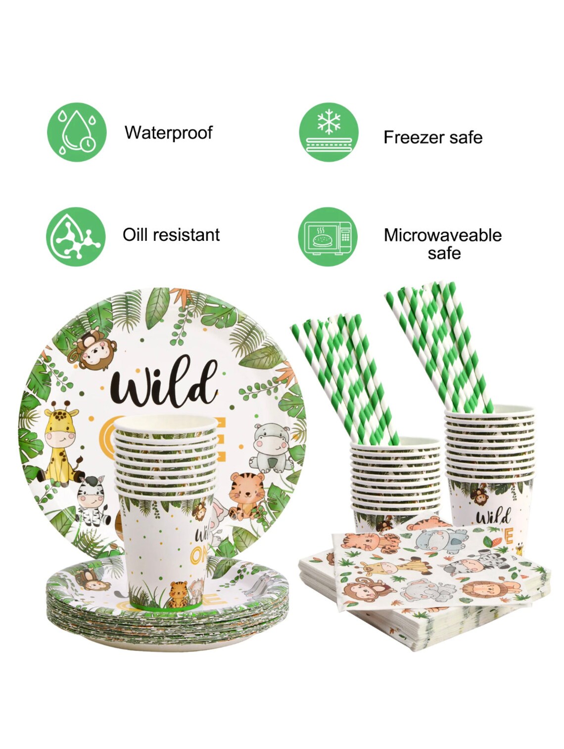 Wild ONE Birthday Decorations Wild ONE Tableware Jungle Party ...