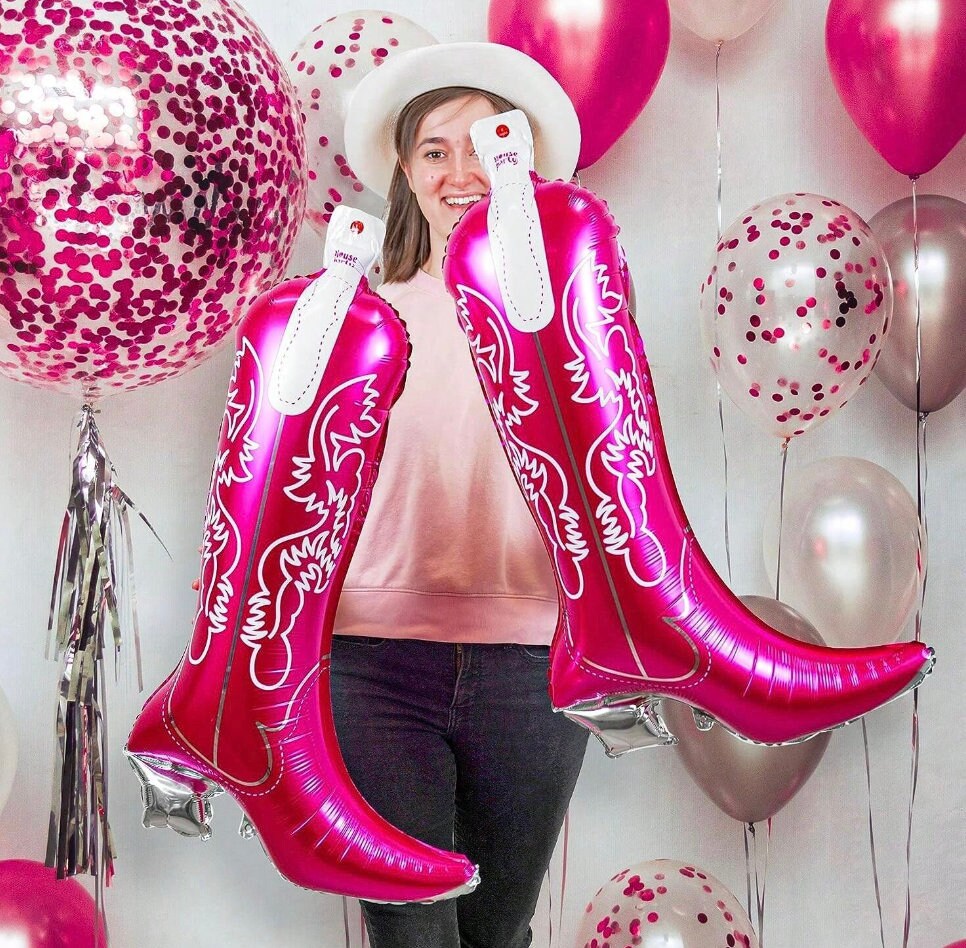 Cowgirl Party Decor | Pink Boot Balloons | Cowgirl Balloons | Pink Nash ...