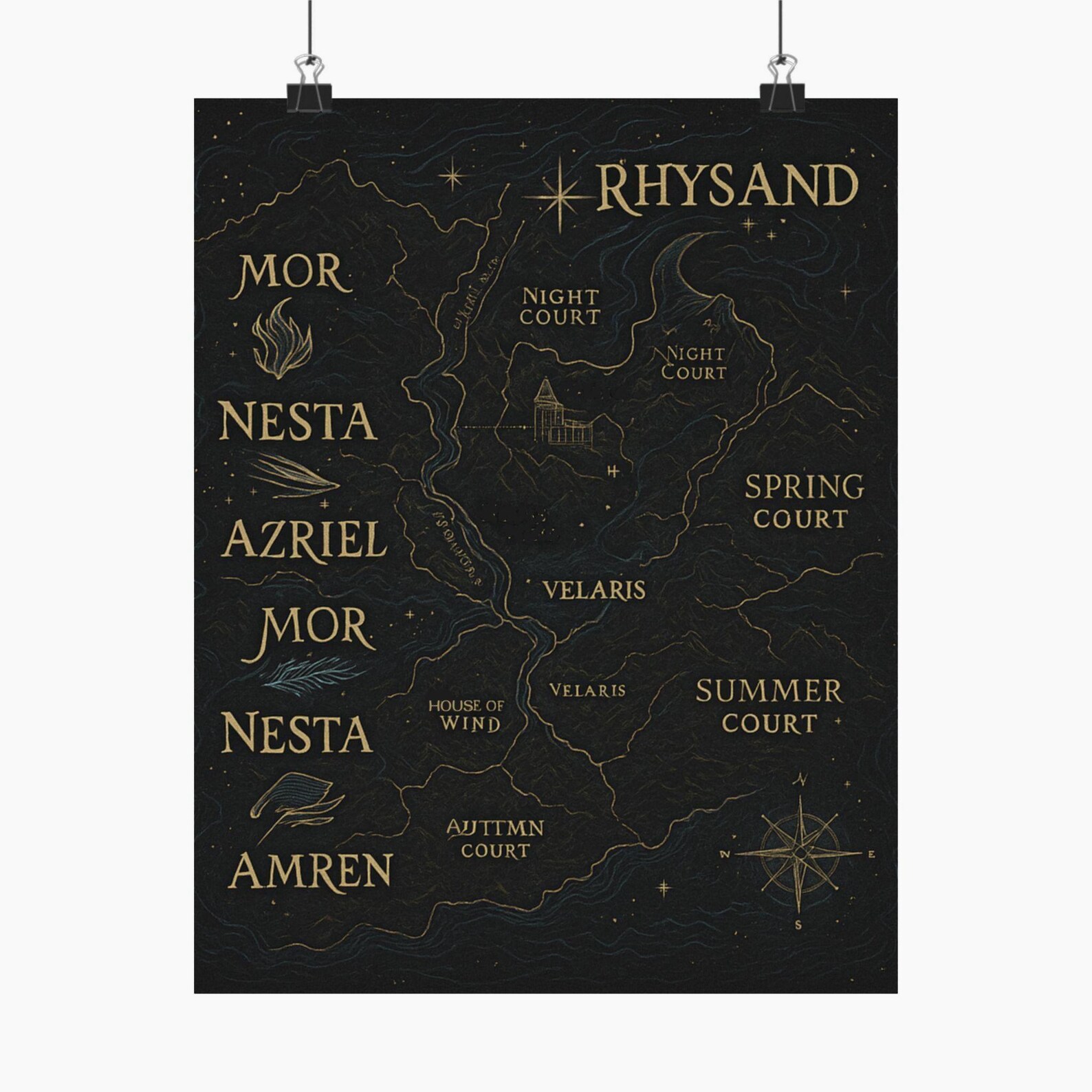 ACOTAR Art, Fantasy Wall Decor, High-quality Map Print, Literary Gift ...