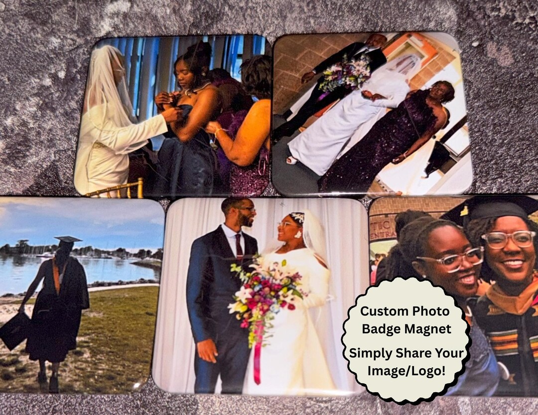 Custom 2x2 Photo Magnets Personalized Square Badge Magnets Your Picture ...