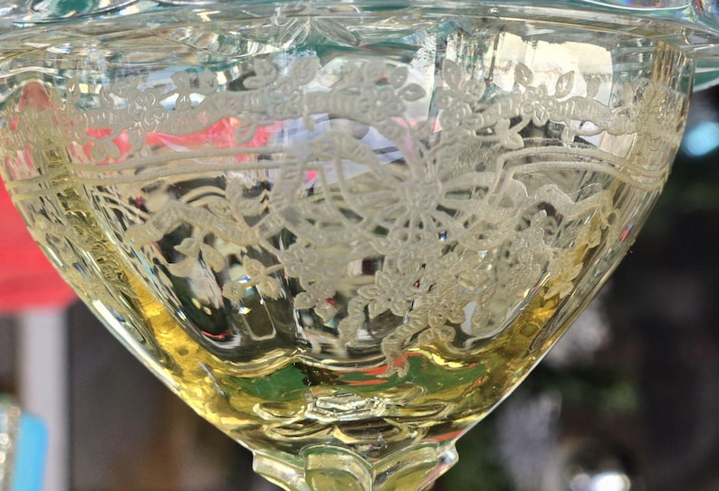 Vintage Fostoria Topaz Cocktail Glass: Floral Garland Etching, USA Made ...