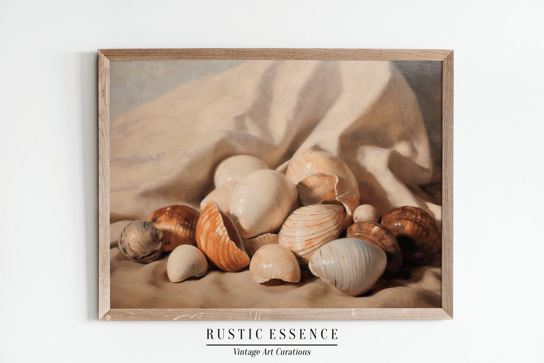 Vintage Seashell Still Life | Coastal Shell Poster | Beach House Decor ...