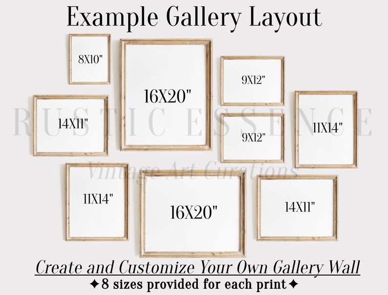 Printable Vintage Gallery Wall SET | Antique Country Aesthetic Wall Art ...