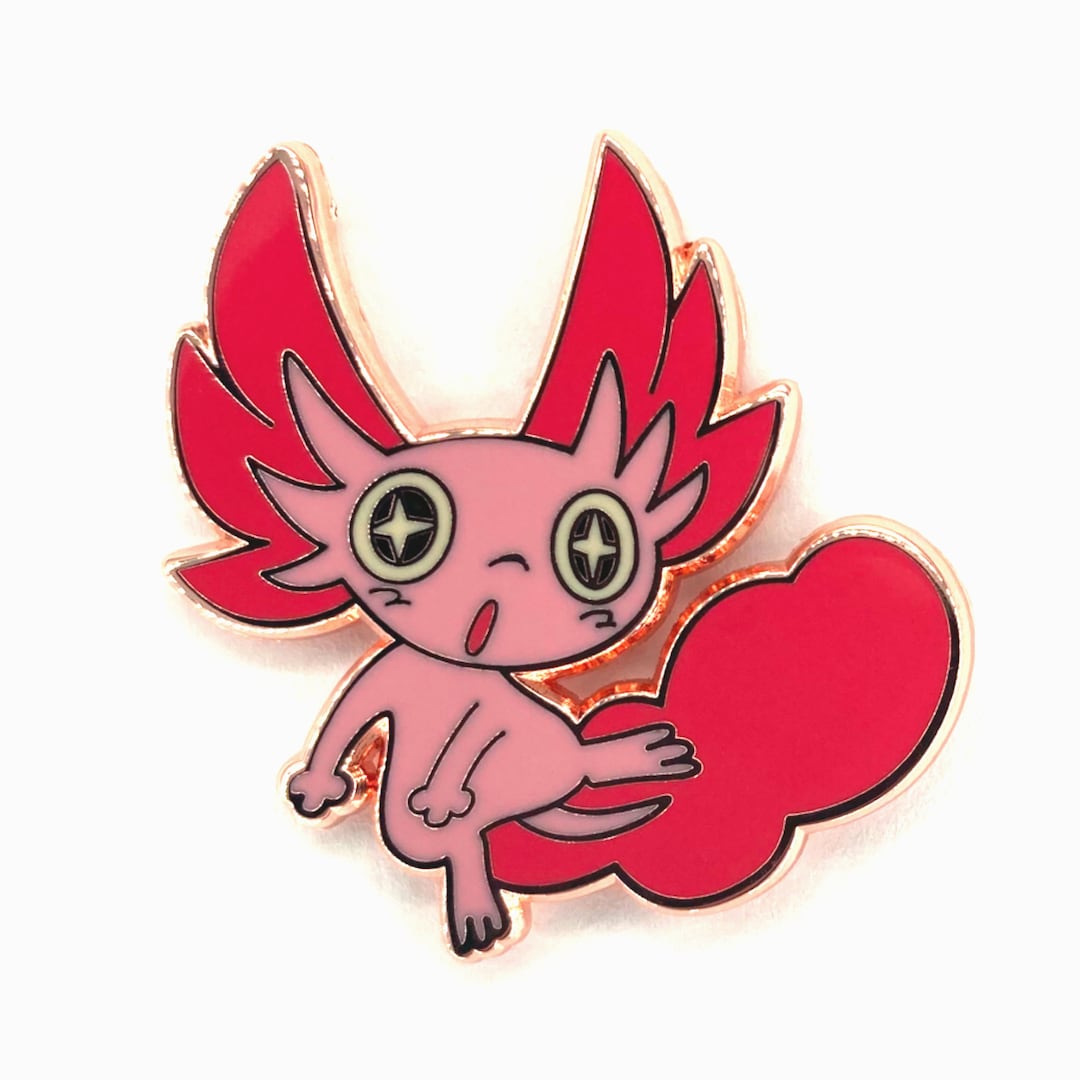 Surprised Axolotl Enamel Pin 1.5 Inch Kawaii, Cute, Lapel Pin, Rosegold ...