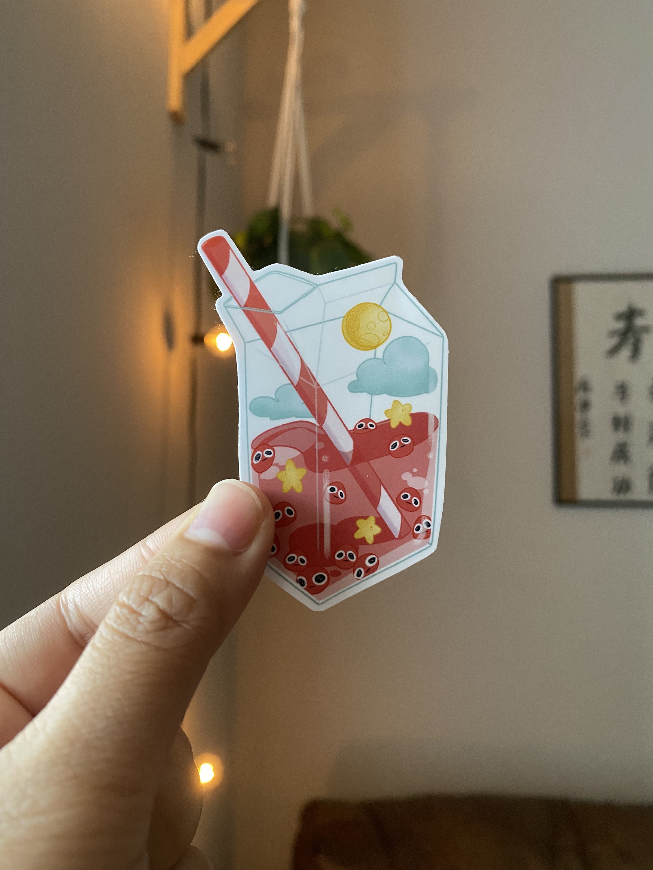 Strawberry Boba Milk Tea Sticker - Etsy