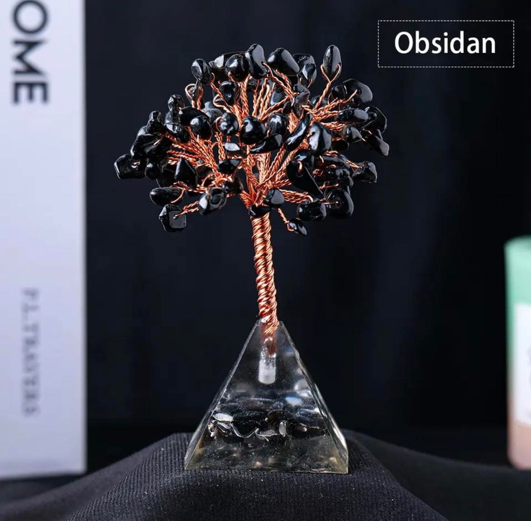 Obsidian Tree of Life Money Tree Ornaments Natural Crystal - Etsy