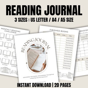 Printable Book Reading Journal, Reading Tracker Sheets, Book Review ...