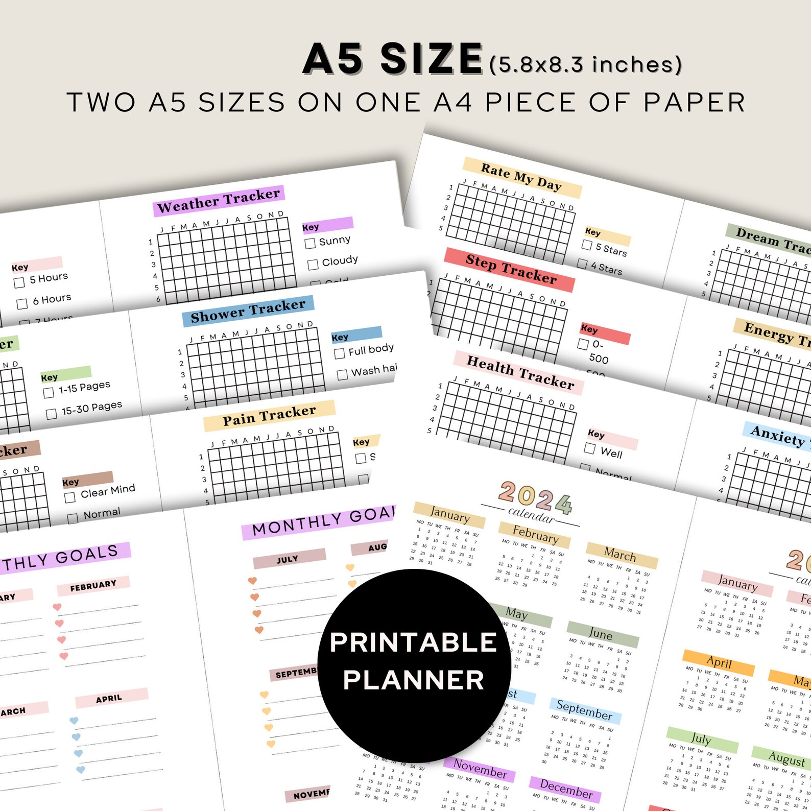 Bullet Journal Yearly Planner, Colorful Advanced Yearly Trackers ...