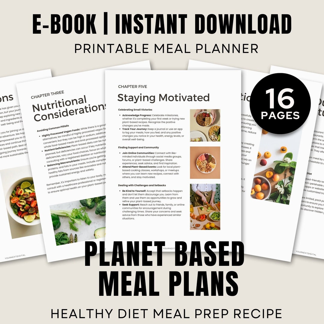Weekly Plant Based Meal Plan Template, Meal Planner, Food Journal, Meal ...