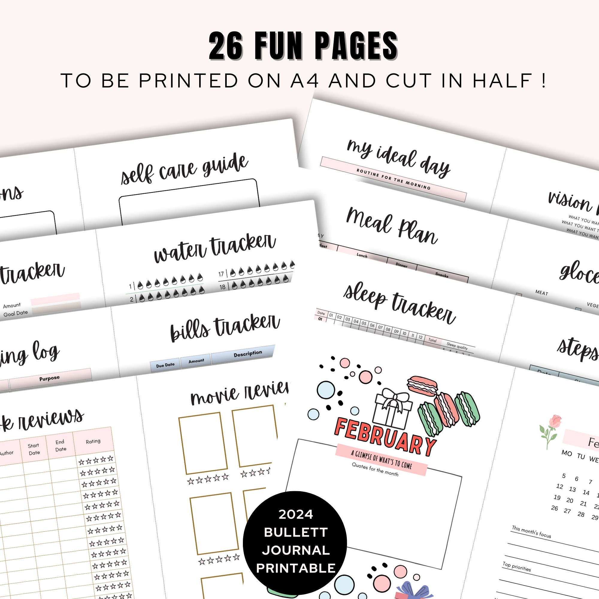 Bullet Journal 2024, Bullet Journal Color In, February Buju, Premade ...