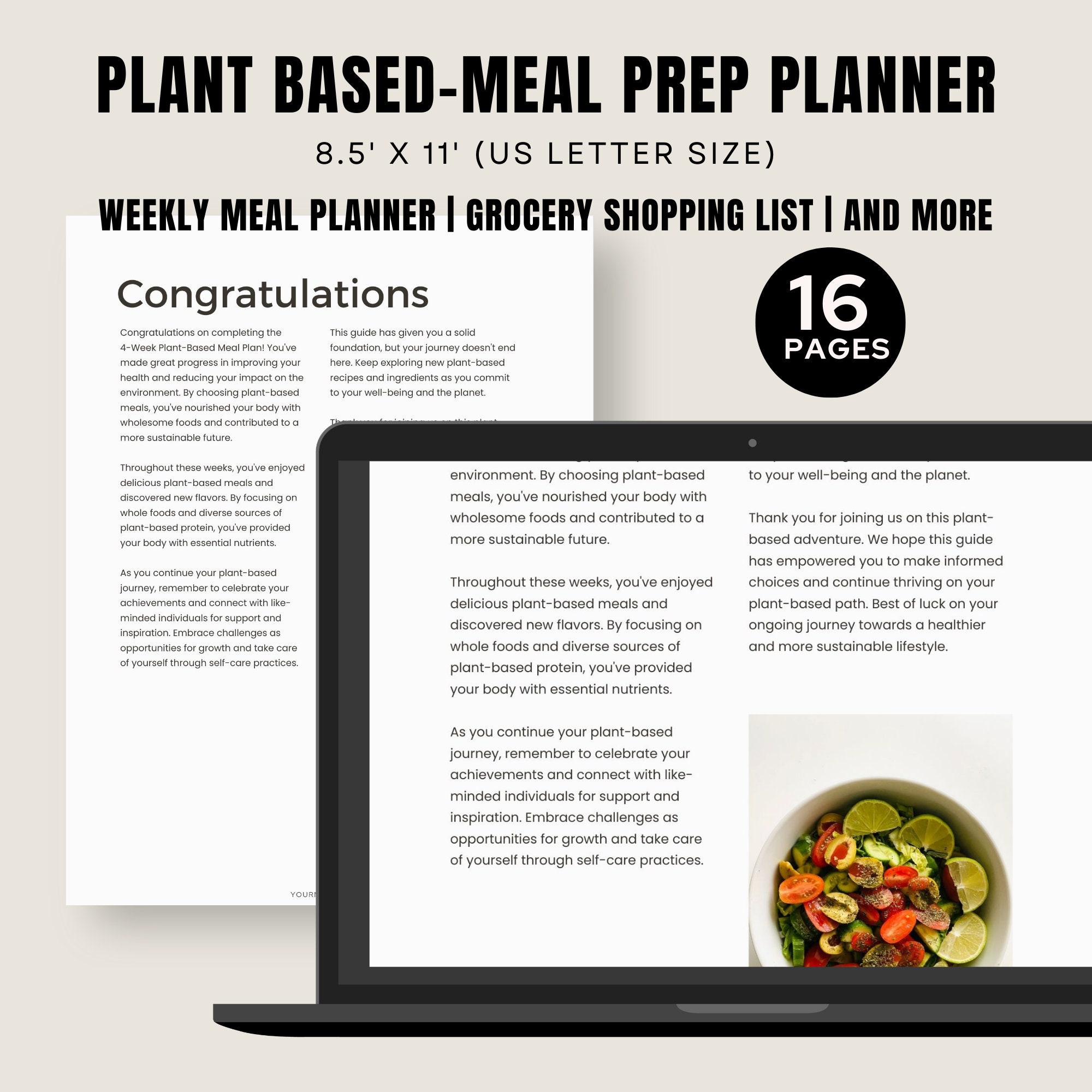 Weekly Plant Based Meal Plan Template, Meal Planner, Food Journal, Meal ...