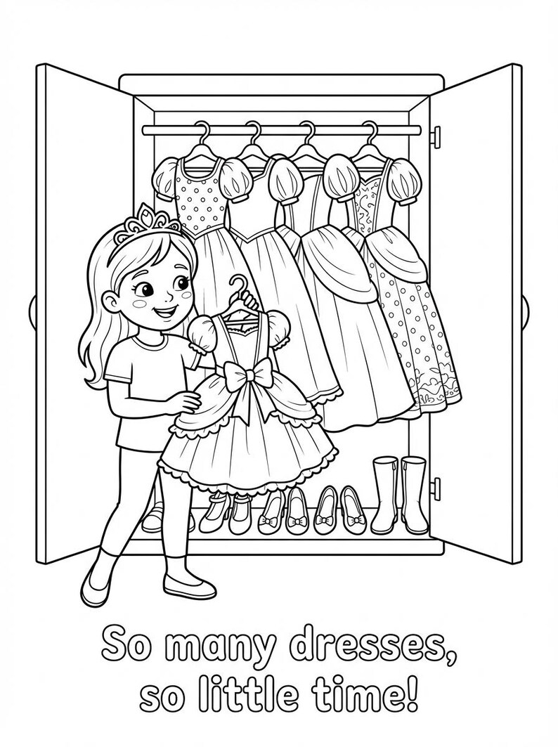 Princess for a Day Printable Coloring Book, Digital Coloring Pages, PDF ...