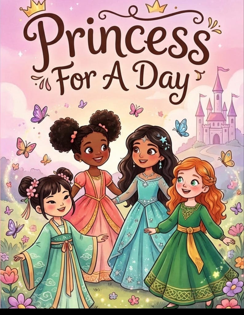 Princess for a Day Printable Coloring Book, Digital Coloring Pages, PDF ...