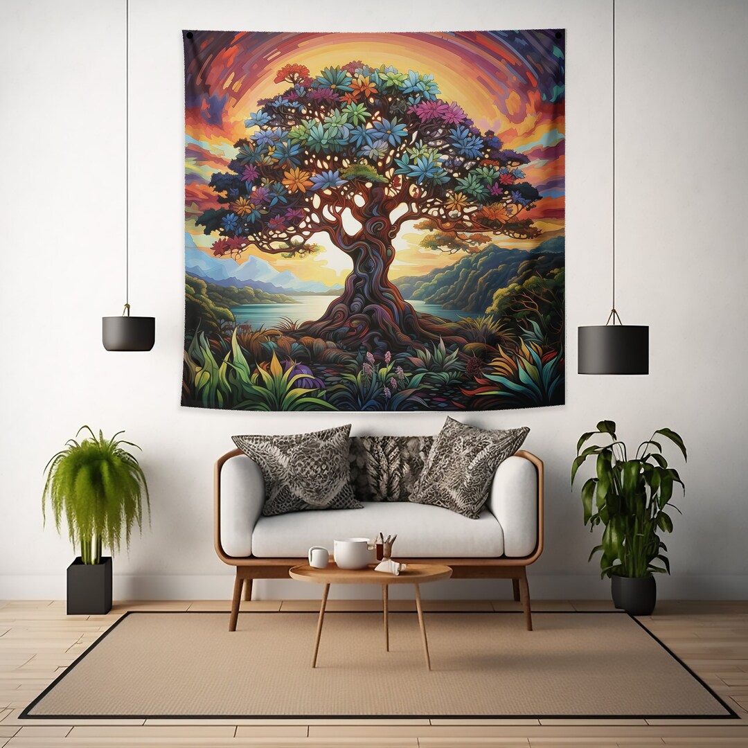 Colorful Tree Tapestry Vibrant Nature Art for Your Home Decorwall ...