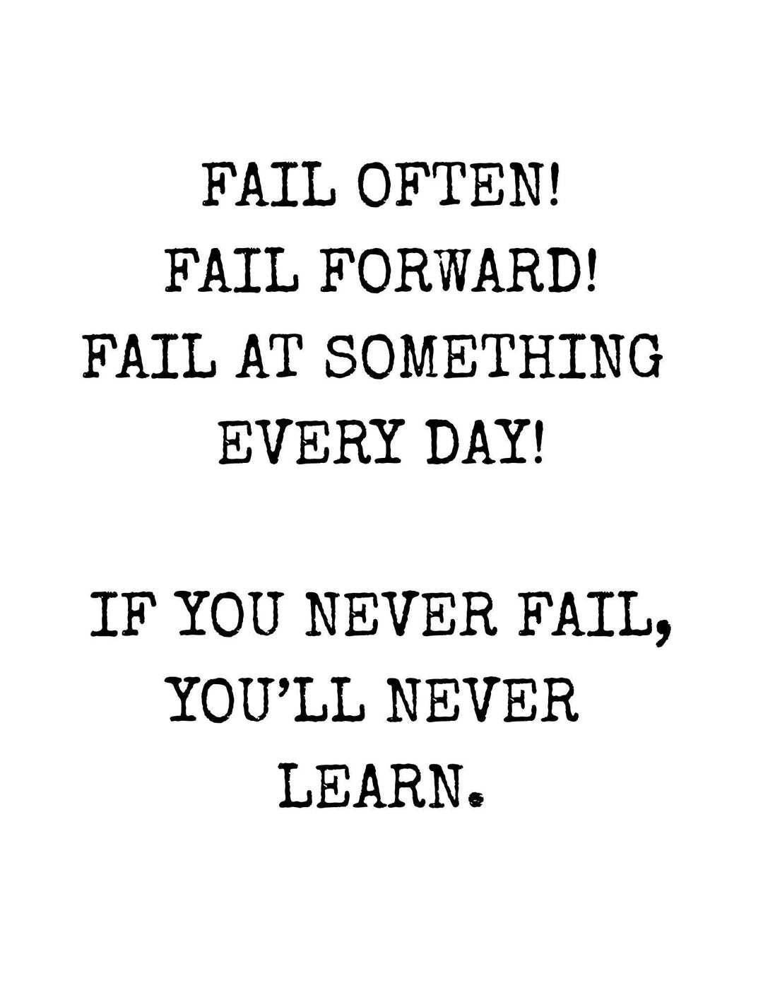 Printable Quote About Failing Forward, Inspirational Quote, Office ...