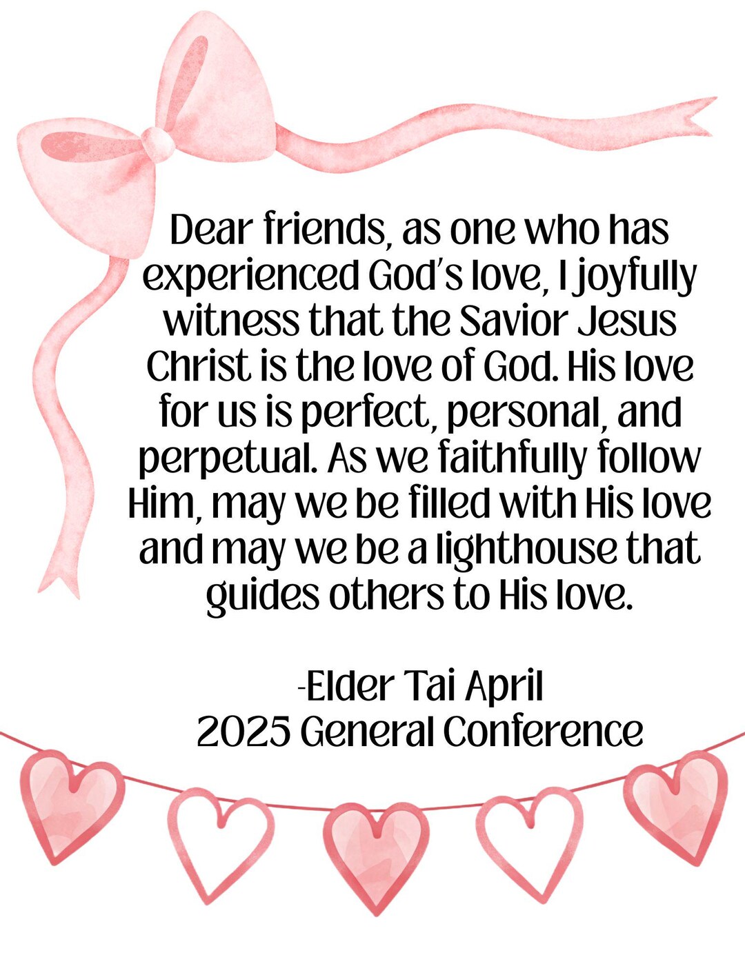 Jesus Christ is Love LDS Printable General Conference Quotes Elder Tai ...