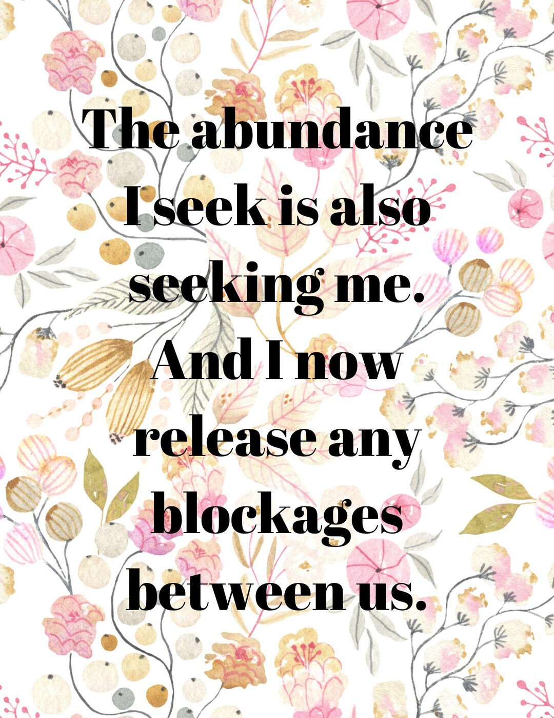 Abundance Affirmation Printable, Release Blockages Digital File ...