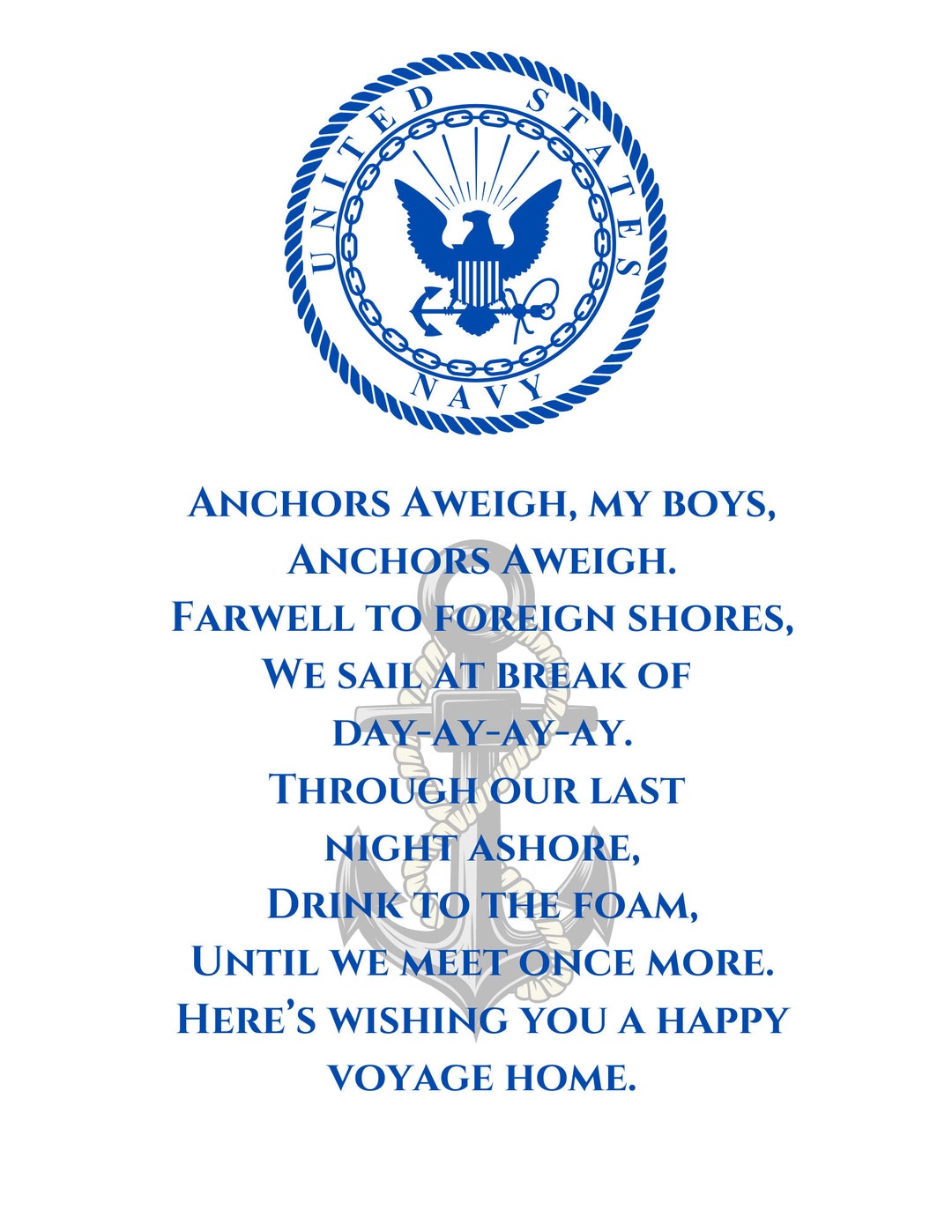US Navy Hymn Lyrics, Navy Song Lyrics, 4th of July, Memorial Day ...