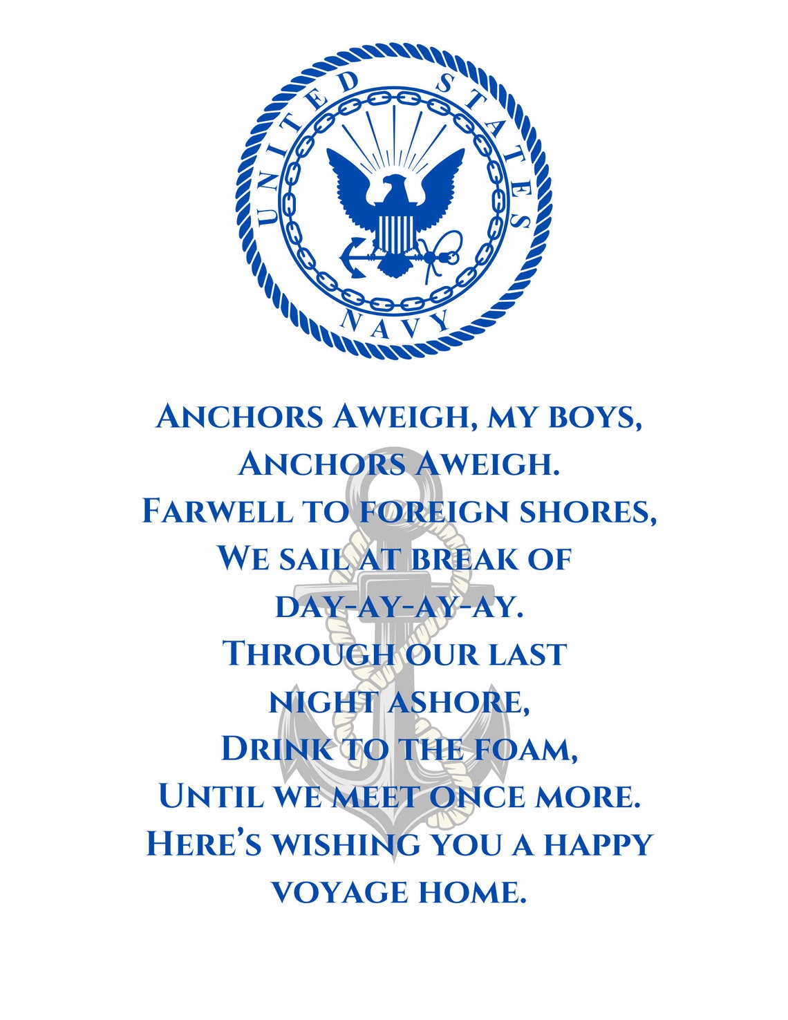 US Navy Hymn Lyrics, Navy Song Lyrics, 4th of July, Memorial Day ...