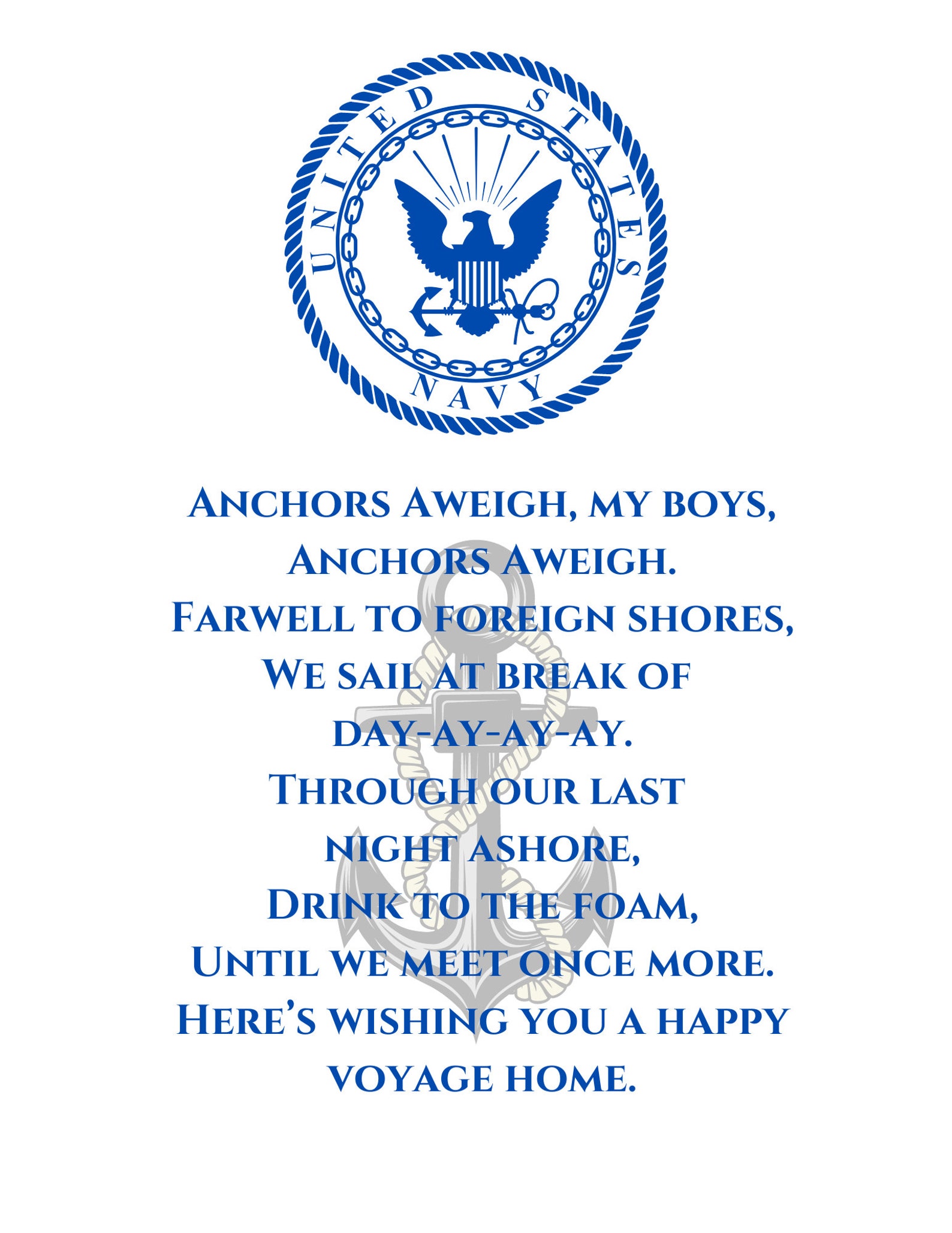 US Navy Hymn Lyrics, Navy Song Lyrics, 4th of July, Memorial Day ...