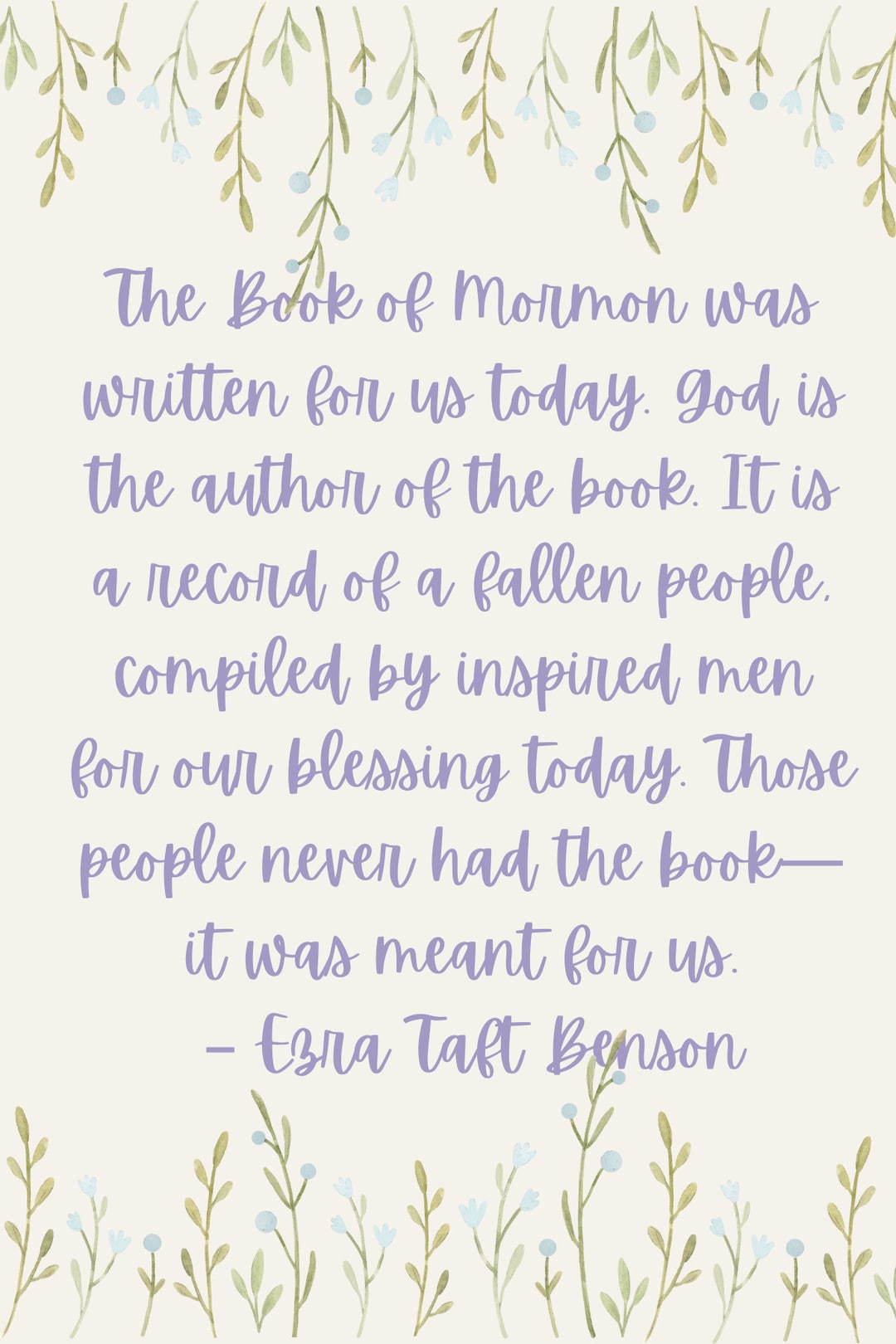 LDS Quotes, Digital Printable, the Book of Mormon Was Written for Our ...