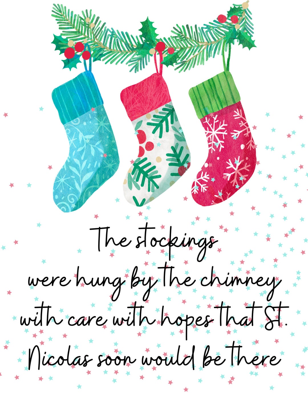 Stockings Were Hung Christmas Printable, Digital Download, Whimsical ...