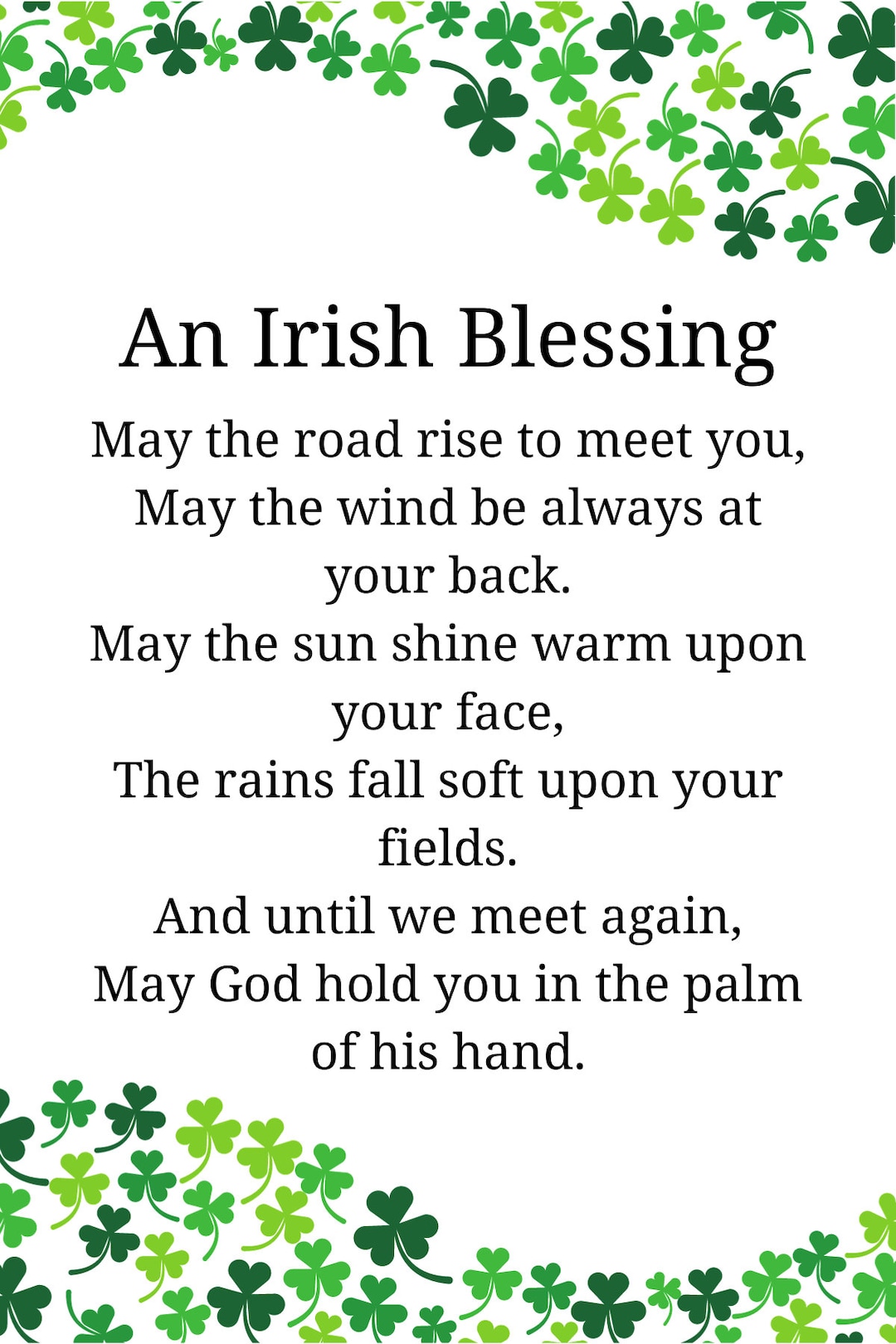 An Irish Blessing Digital Print, May the Road Rise up to Meet You, St ...