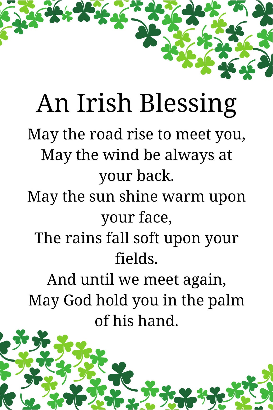 An Irish Blessing Digital Print, May the Road Rise up to Meet You, St ...