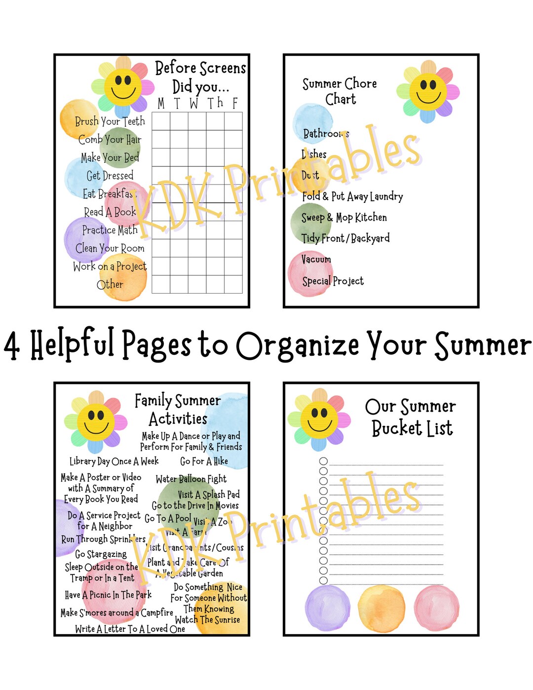 Summer Bucket List, Chore Chart, Family Activity Ideas Printable ...