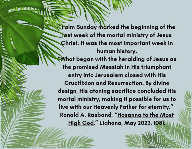 LDS Palm Sunday Quote, Easter Printable, Elder Rasband, Gift for ...
