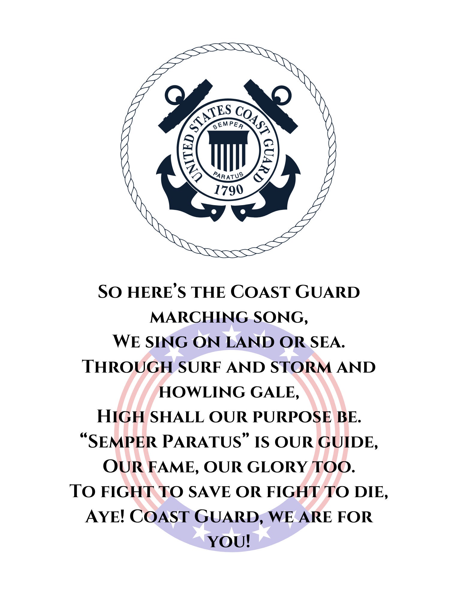 Coast Guard Hymn Lyrics, US Coast Guard Song Lyrics, Coast Guard Mom ...