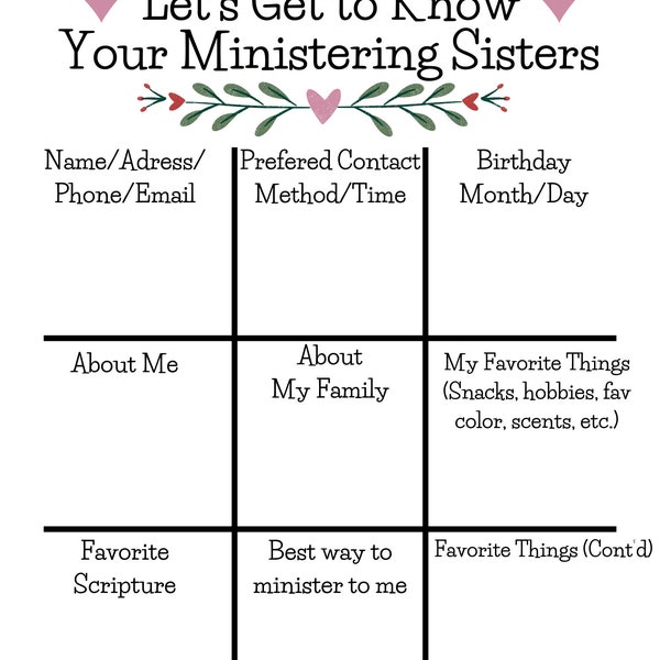Ministering Printable - Etsy