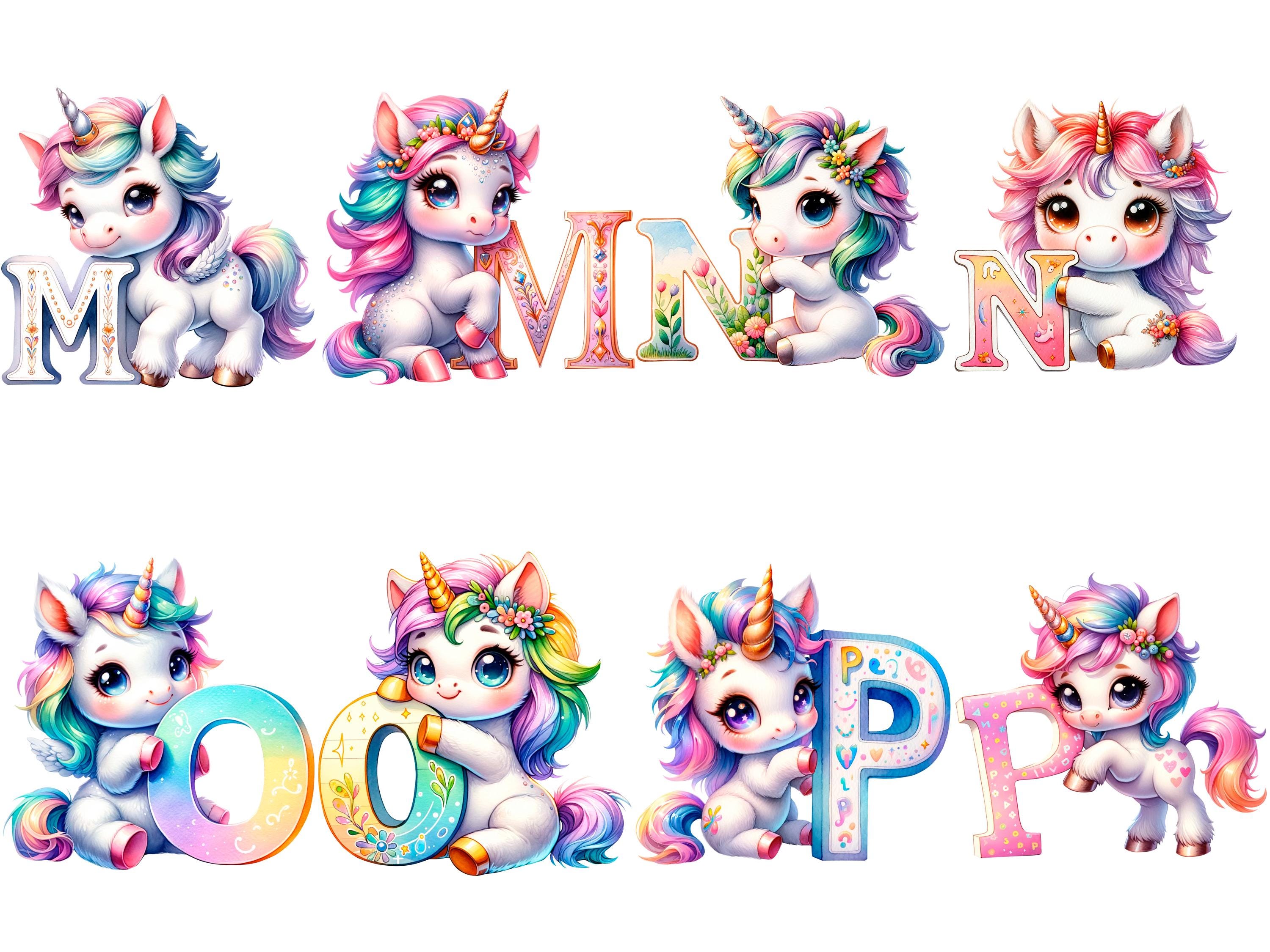 Clipart Alphabet Unicorn PNG Clipart Bundle, Scrapbooking, Fan Art Clip ...