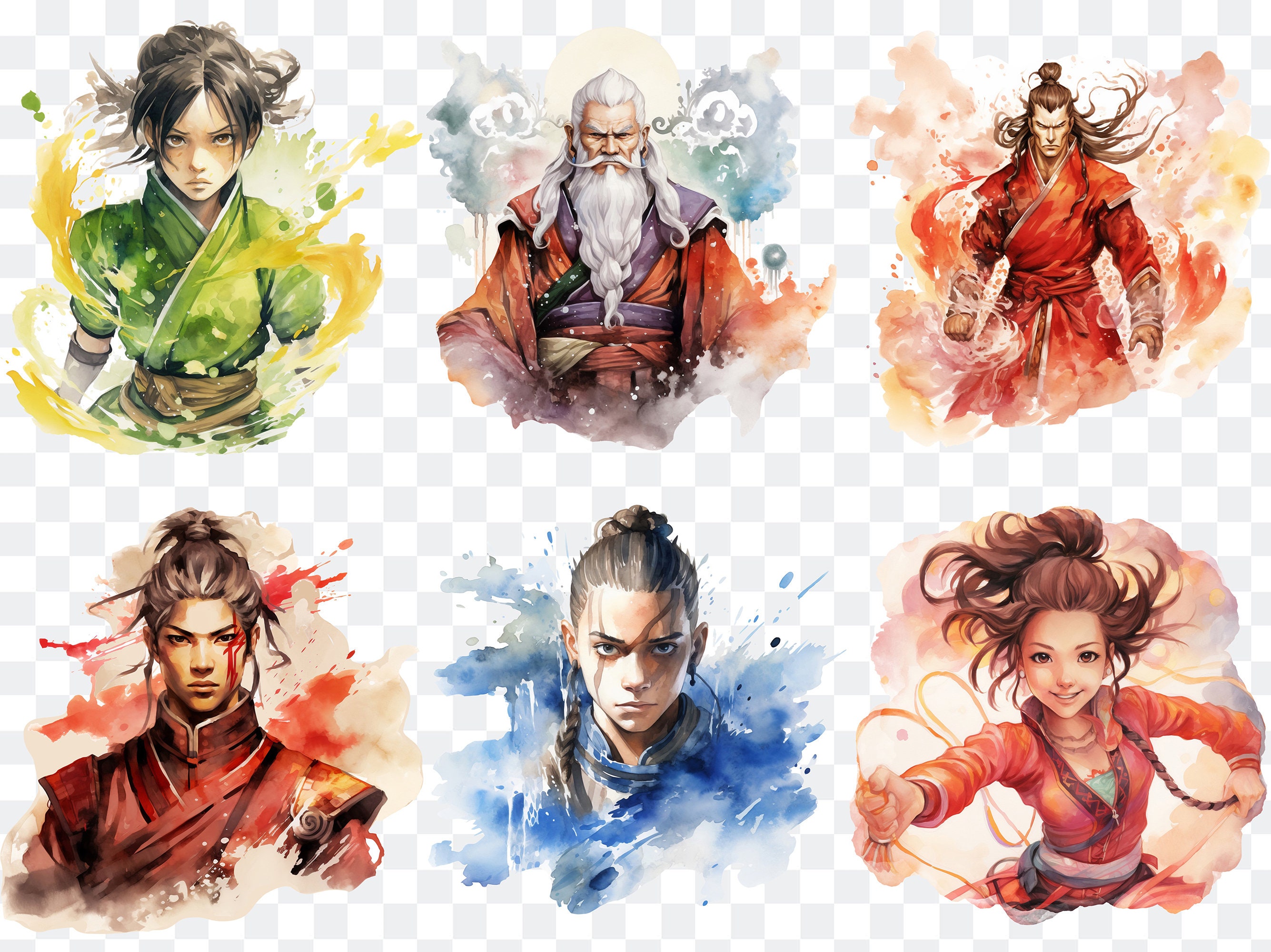 Watercolor Avatar PNG Clipart Bundle, Scrapbooking, Cartoon Fan Art ...