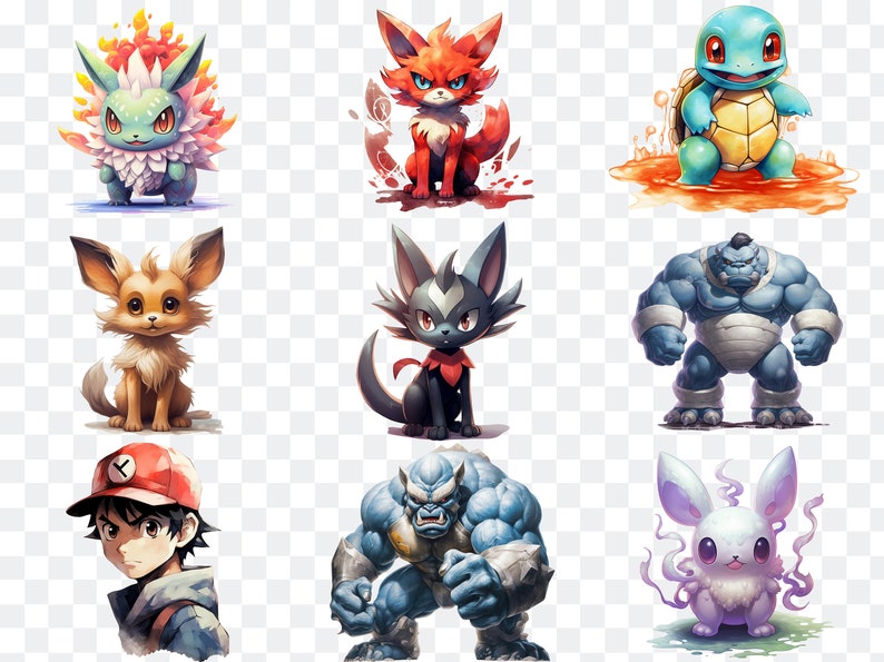 Watercolor Pokemon Clipart Bundle, Fan Art PNG (digital Download) - Etsy