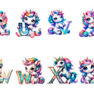 Clipart Alphabet Unicorn PNG Clipart Bundle, Scrapbooking, Fan Art Clip ...