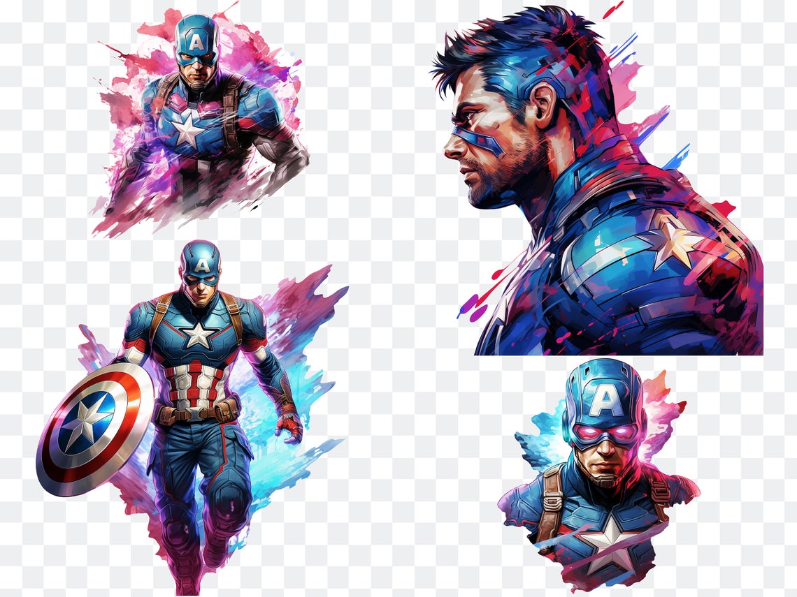 Watercolor Super Hero PNG Clipart Bundle, Scrapbooking, Fan Art Clip ...