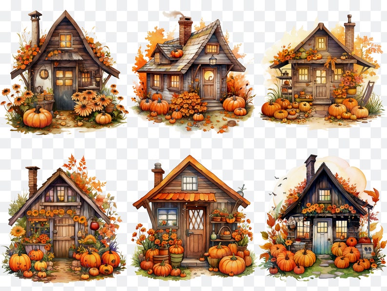 Watercolor Witch Cabin PNG Clipart Bundle Instant Download - Etsy