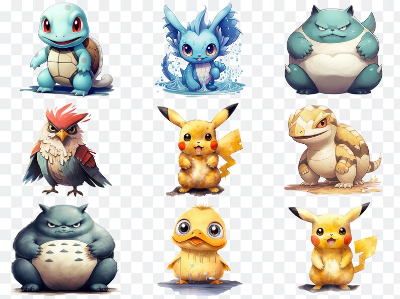 Watercolor Pokemon Clipart Bundle, Fan Art PNG (digital Download) - Etsy