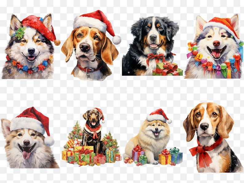 Watercolor Christmas Dog PNG Clipart Bundle, Instant Download, Winter ...