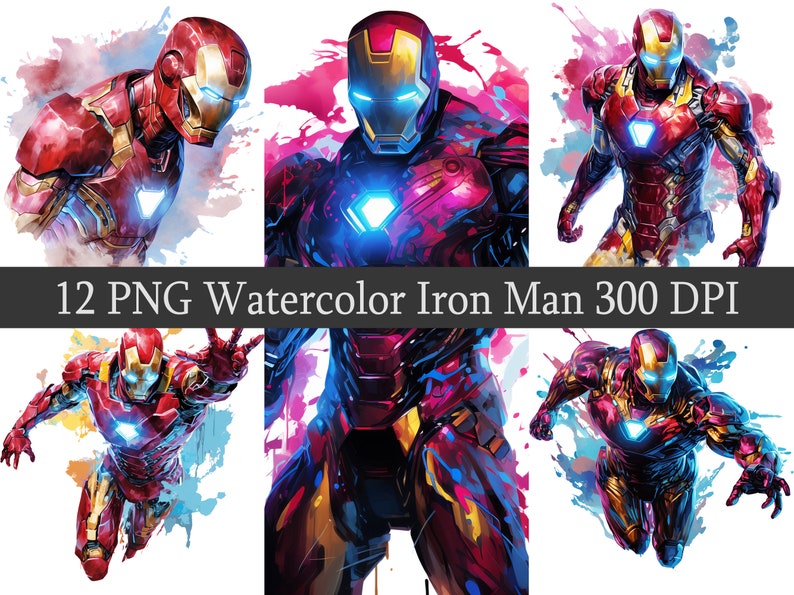 Watercolor Super Hero PNG Clipart Bundle, Scrapbooking, Fan Art Clip ...