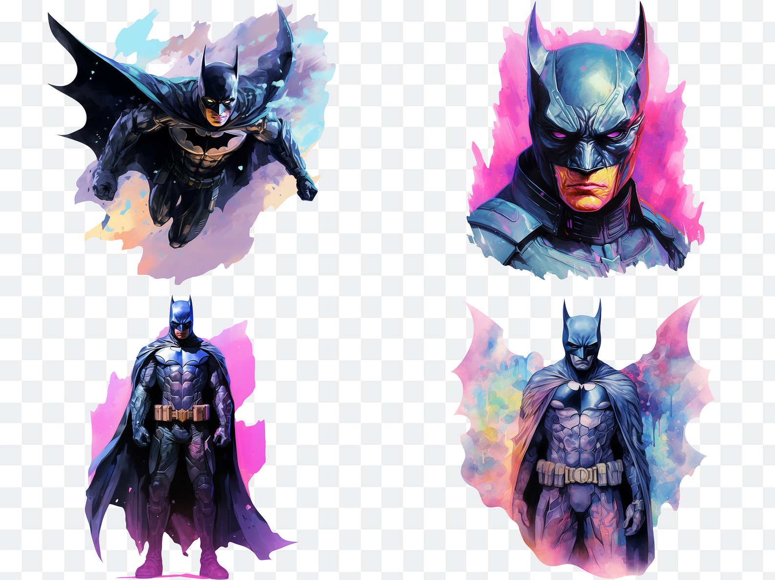 Watercolor Superhero PNG Clipart Bundle, Scrapbooking, Fan Art Clip Art ...