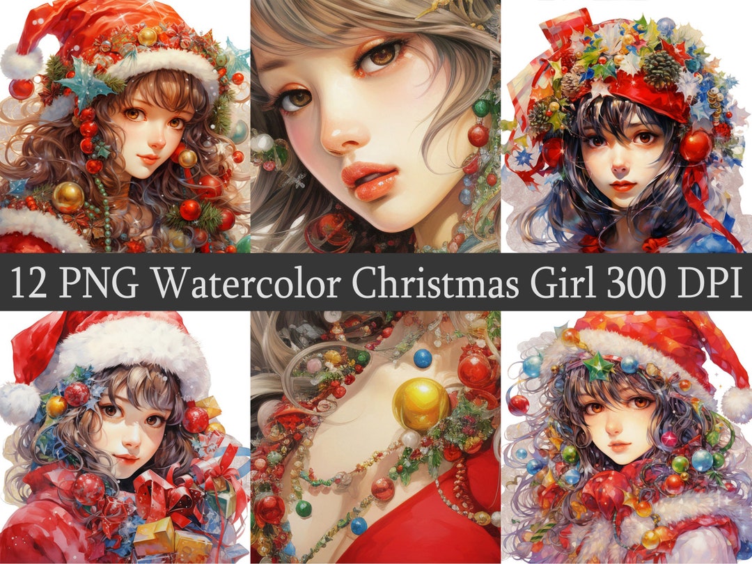 Watercolor Christmas Girl PNG Clipart Bundle, Instant Download, Girl ...