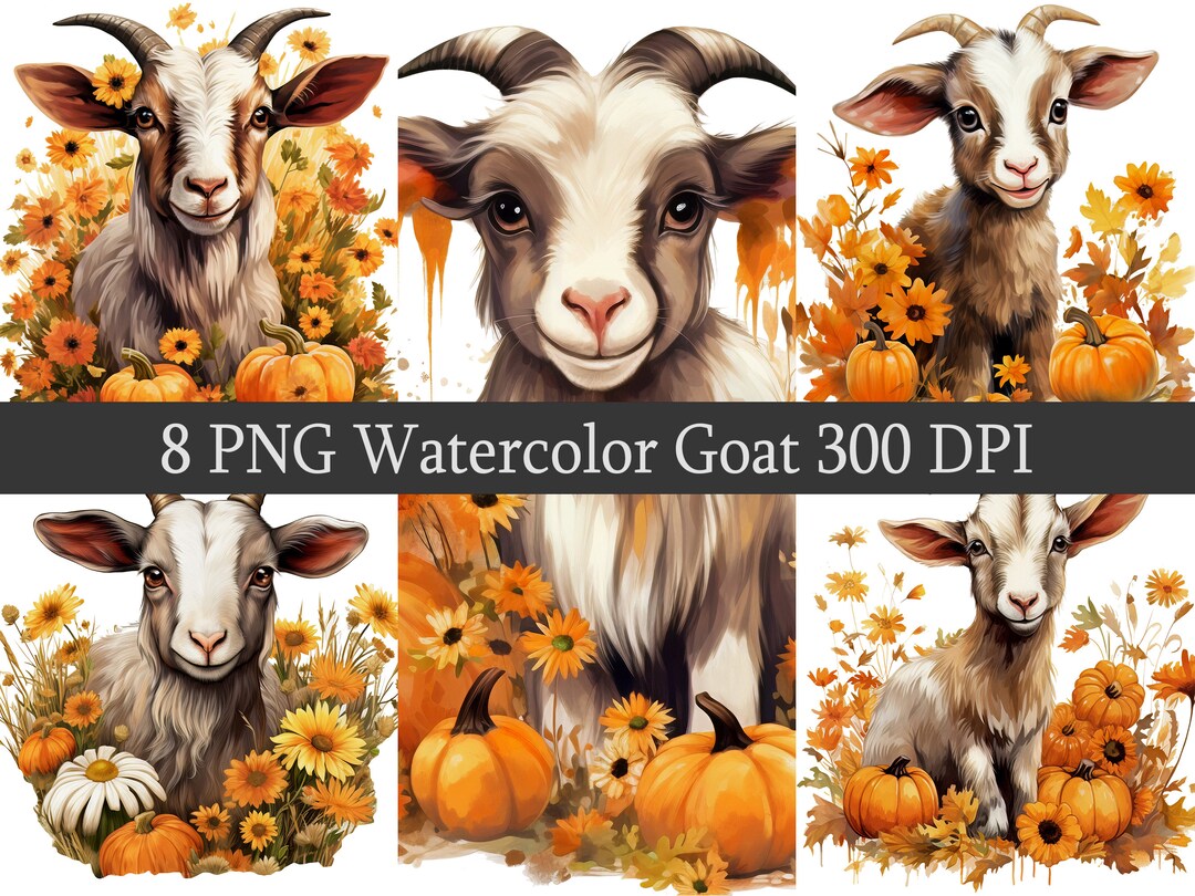 Watercolor Autumn Goat PNG Clipart Bundle Instant Download - Etsy