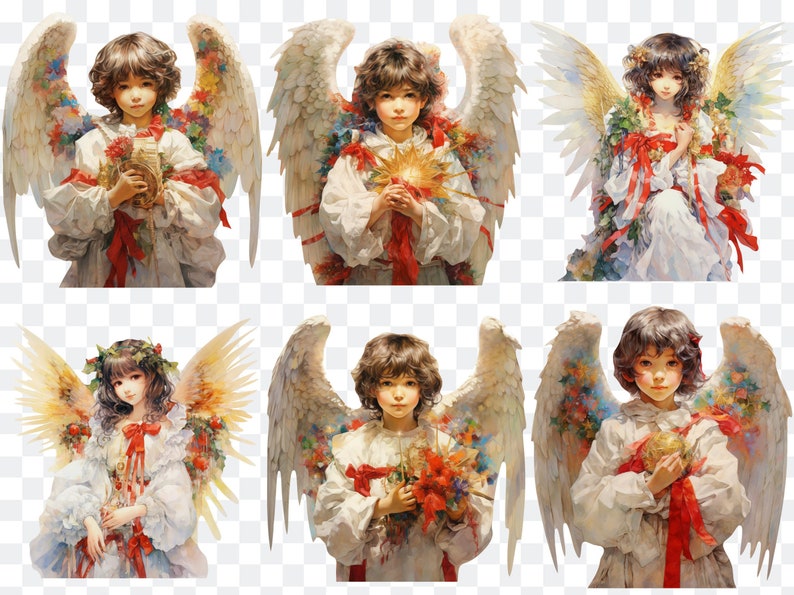 Watercolor Christmas Angel PNG Clipart Bundle, Instant Download, Angel ...