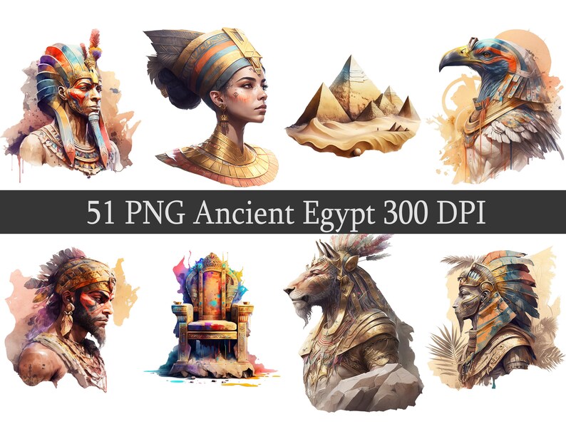Watercolor Ancient Egypt PNG Clipart Bundle Scrapbooking - Etsy